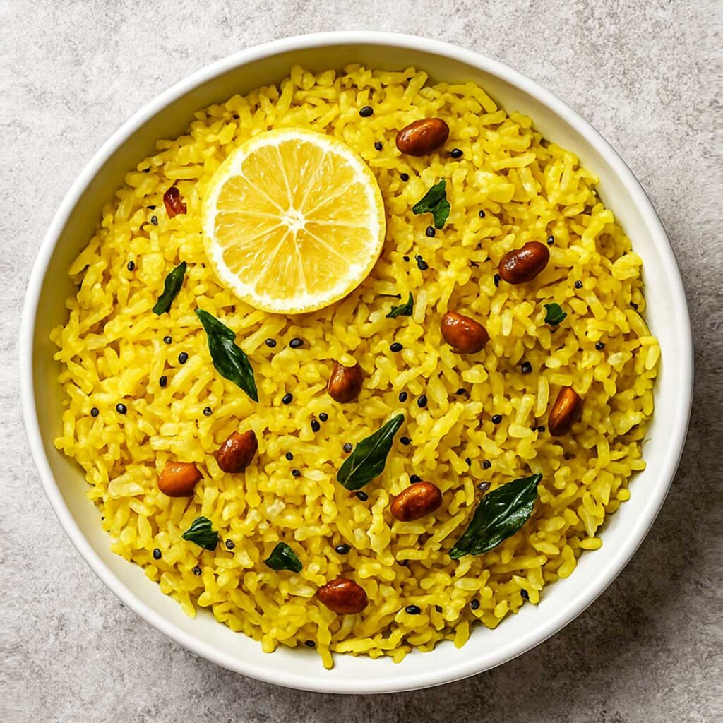 Lemon Rice Recipe (South Indian Chitranna) : Healthy Indian Recipes